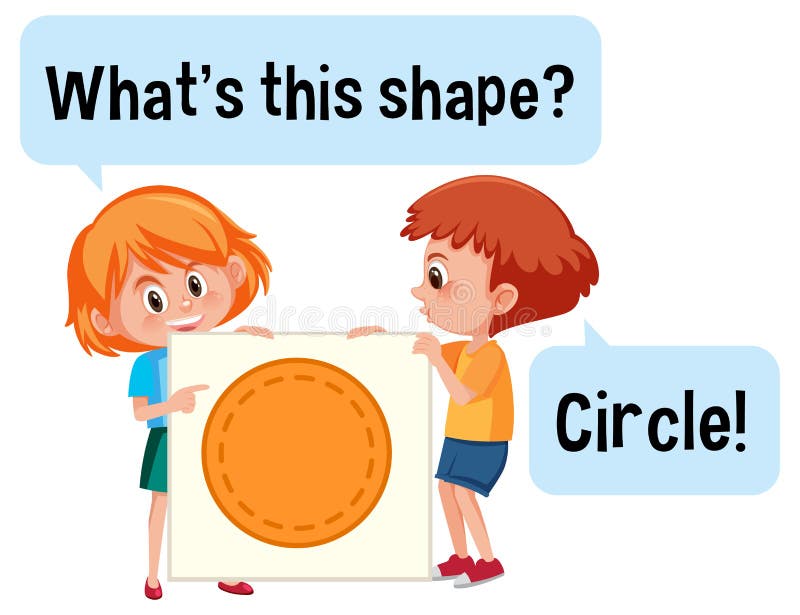 Kids Holding Circle Shape Banner with What`s this Shape Font Stock ...