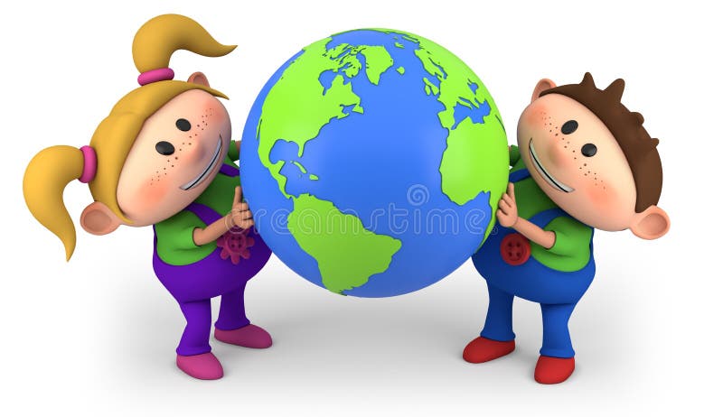 Two Kids Holding Globe Stock Illustrations – 69 Two Kids Holding Globe ...
