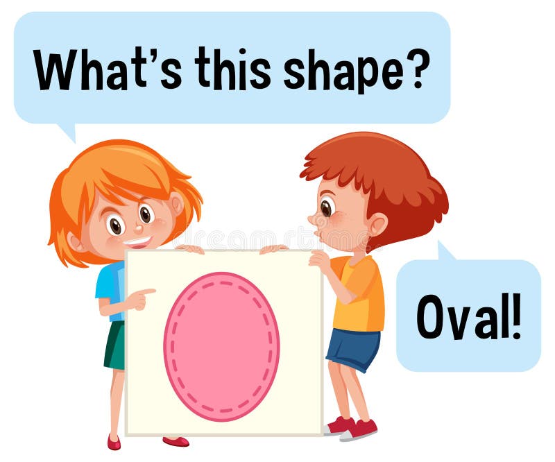Kids Holding Oval Shape Banner with What`s this Shape Font Stock Vector ...