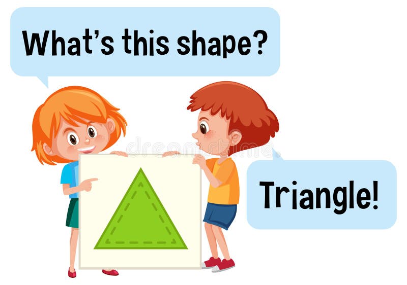 Kids Holding Triangle Shape Banner with What`s this Shape Font Stock ...