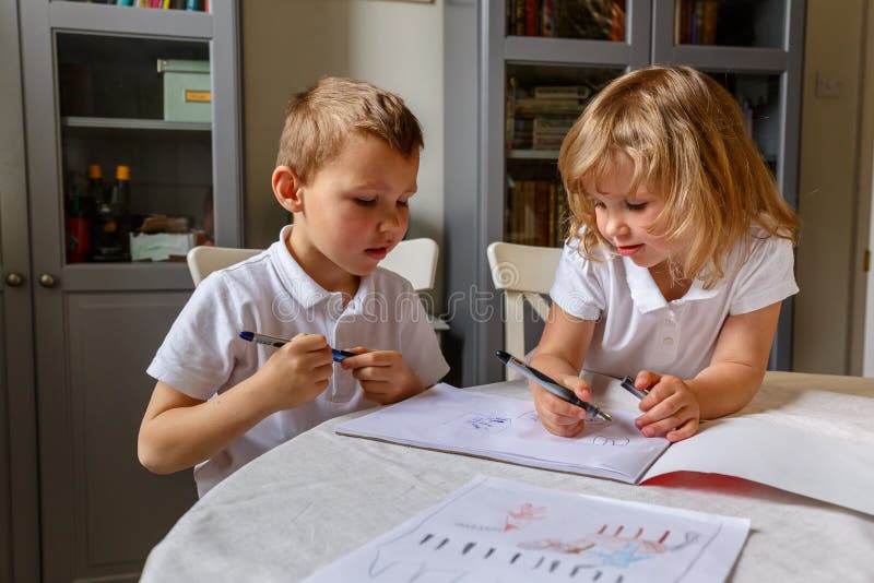 Kids at homework stock photo. Image of globe, cute, leisure - 71798326