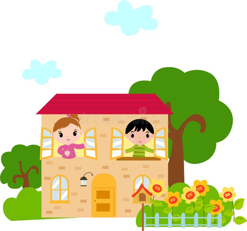 Cute house stock vector. Illustration of characters, kids - 13935741