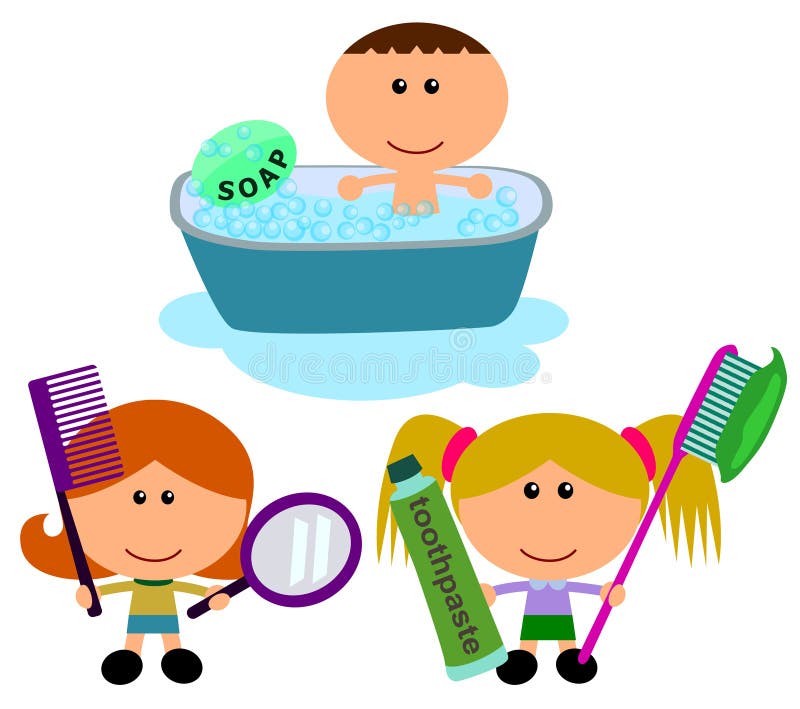 Kids hygiene stock illustration. Illustration of wash - 24324073