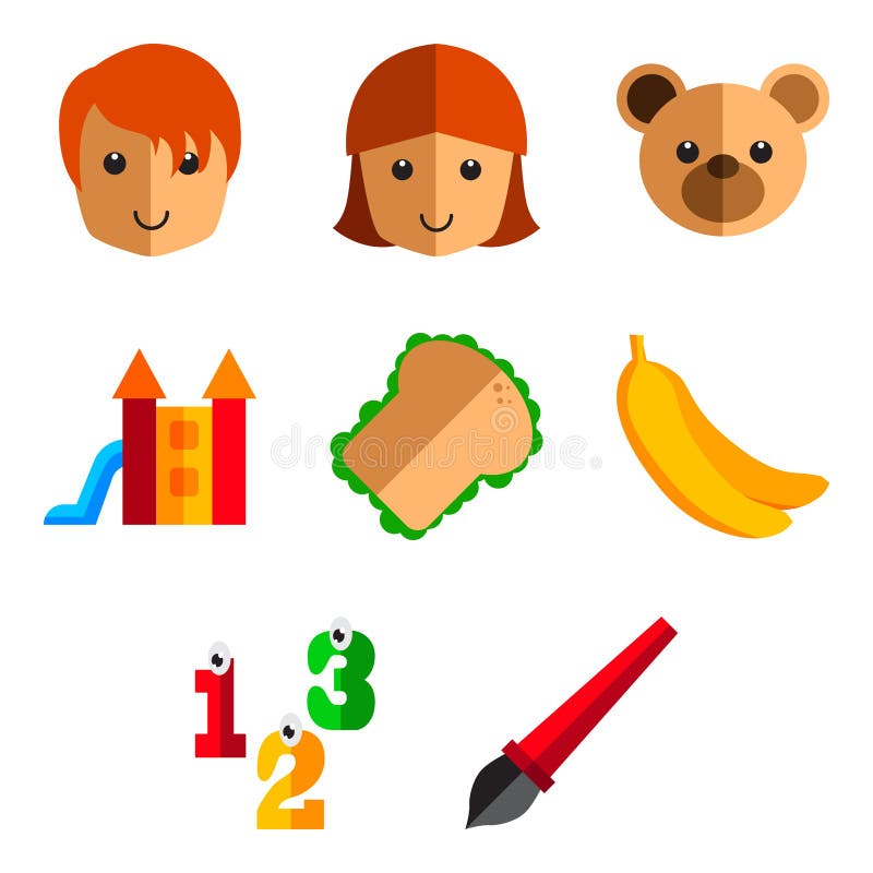 Kids icon set stock illustration. Illustration of vector - 267537262