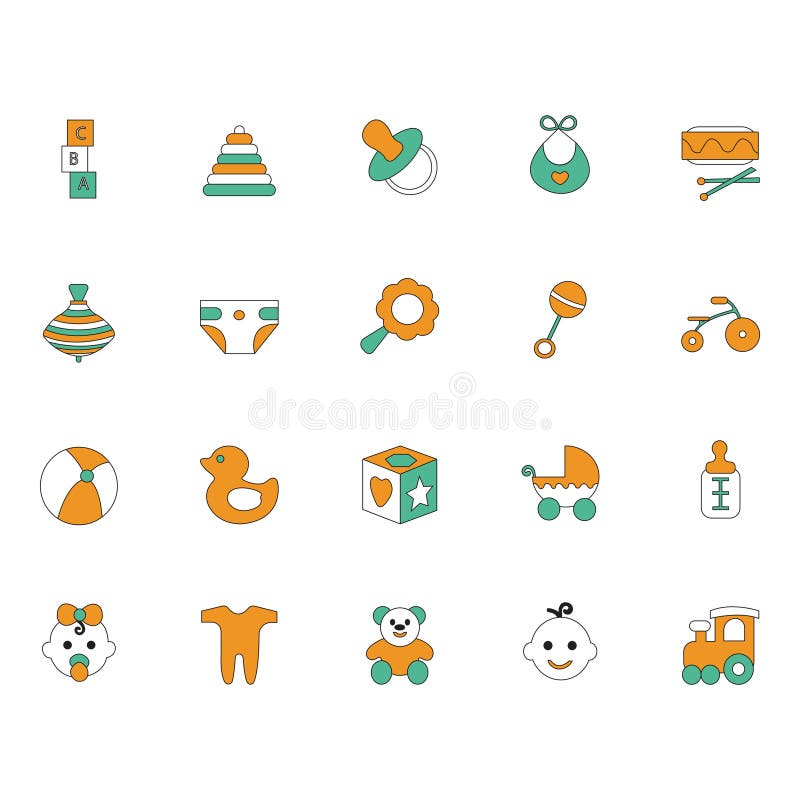 Kids icon set stock vector. Illustration of dummy, stuffed - 289056822