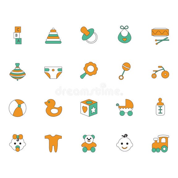 Kids icon set stock vector. Illustration of dummy, stuffed - 289056822
