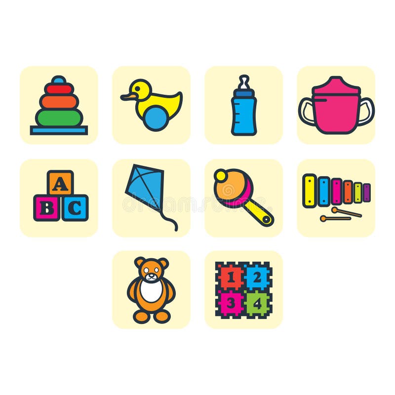 Kids icon set stock vector. Illustration of logo, kite - 276406584