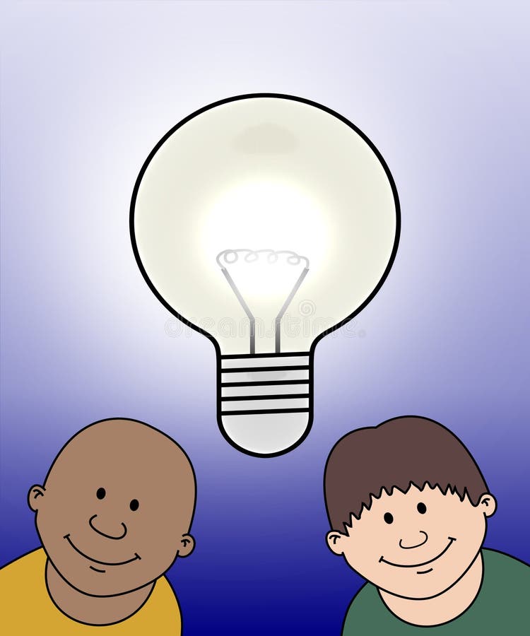Children Pulling a Big Idea Light Bulb Stock Vector - Illustration of ...