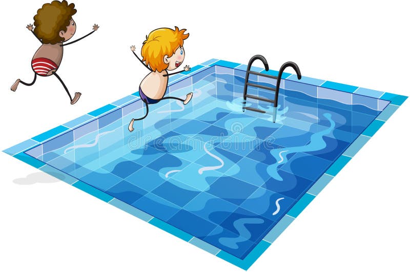 Swimming Pool with a Diving Board. Cartoon Vector Illustration Stock ...