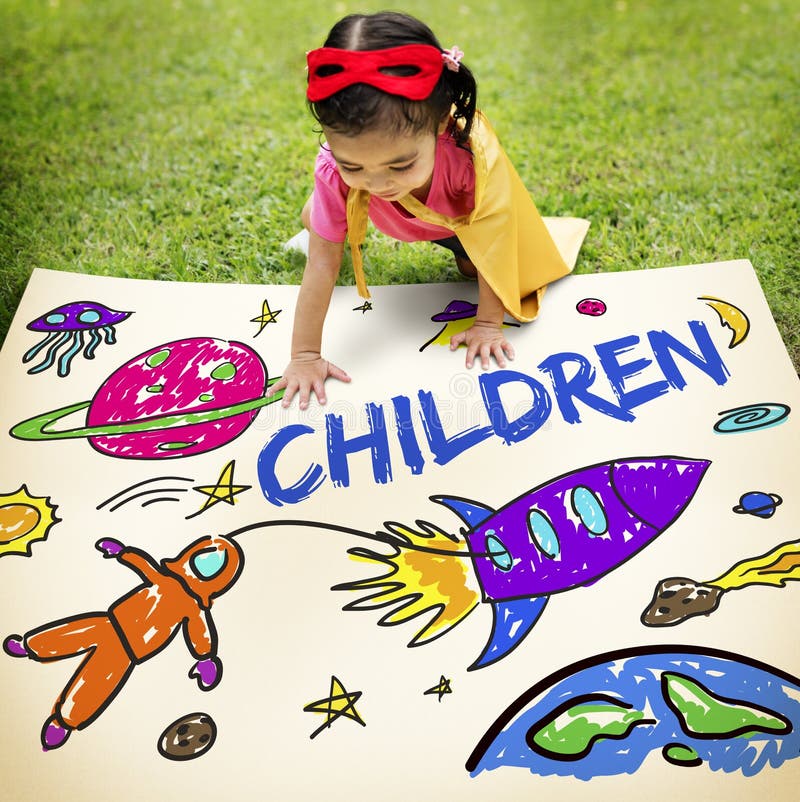 Kids Space Rocket Planet Graphic Concept Stock Image - Image of ...