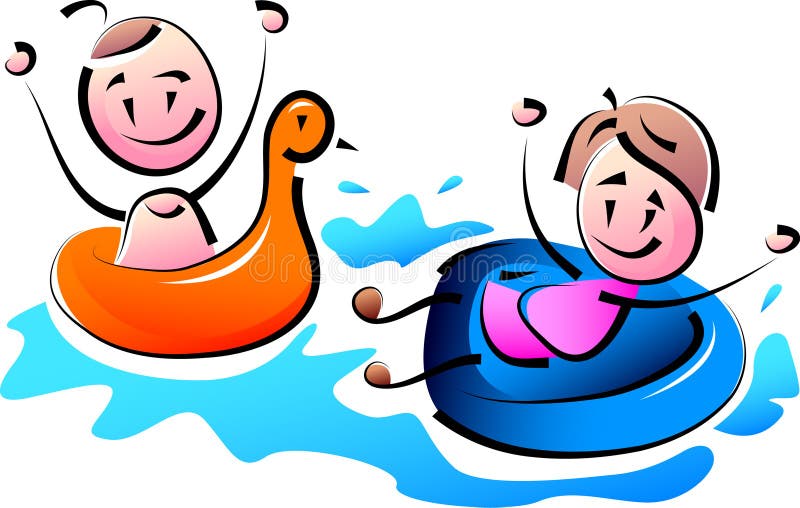Kids with Inflatable Pool Toy Stock Vector - Illustration of baby, girl ...