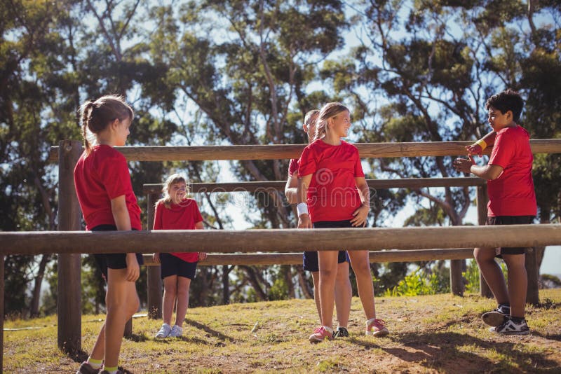 Kids Interacting with Each Other during Obstacle Course Training Stock ...