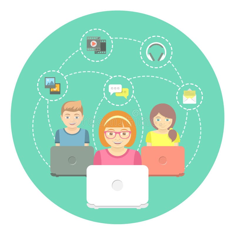 Kids and Social Networking stock vector. Illustration of childhood ...