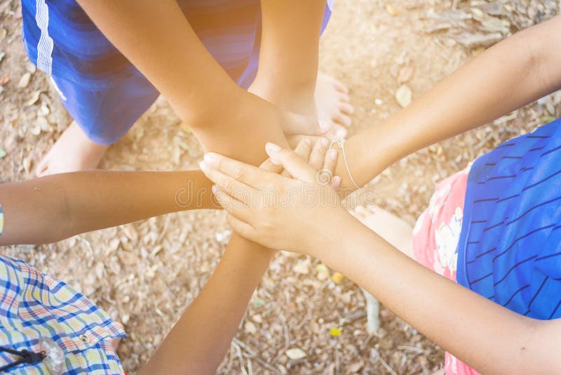 Kids join hands stock photo. Image of child, joined, hand - 24244638
