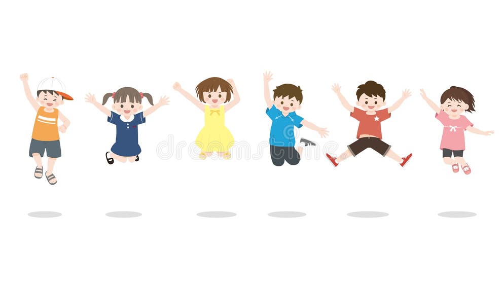 Kids jumping stock vector. Illustration of student, human - 188684607