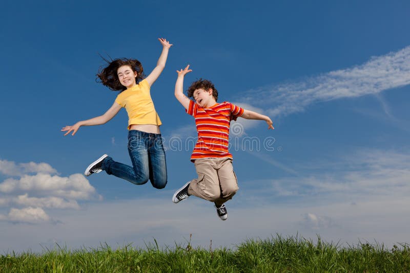 Kids Jumping Outdoor Royalty Free Stock Photo - Image: 20880705