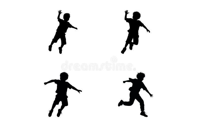 Kids Jumping Silhouette Set, Set Child Jump Logo Icon Design Vector ...