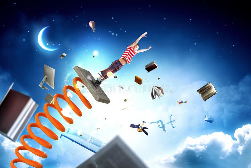 Kids jumping in the sky stock image. Image of jump, vision - 228315169
