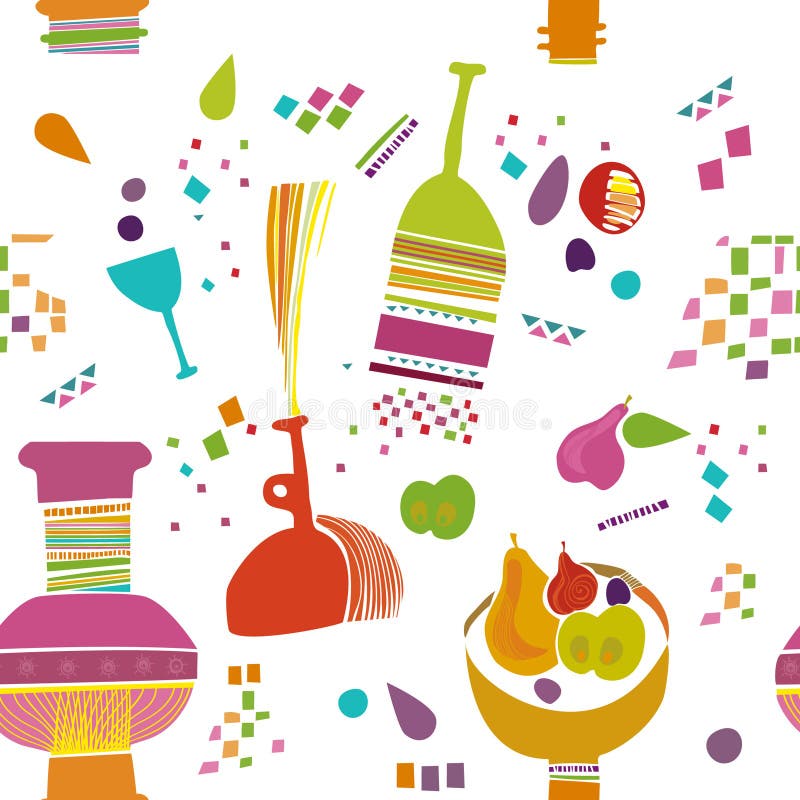 Kids Kitchen Pattern Wallpaper Stock Illustration - Illustration of ...