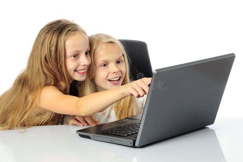 Kids with laptop stock image. Image of learning, play - 21482695