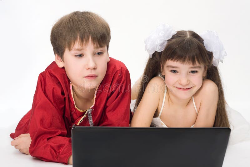Kids with laptop. stock image. Image of child, people - 22027209