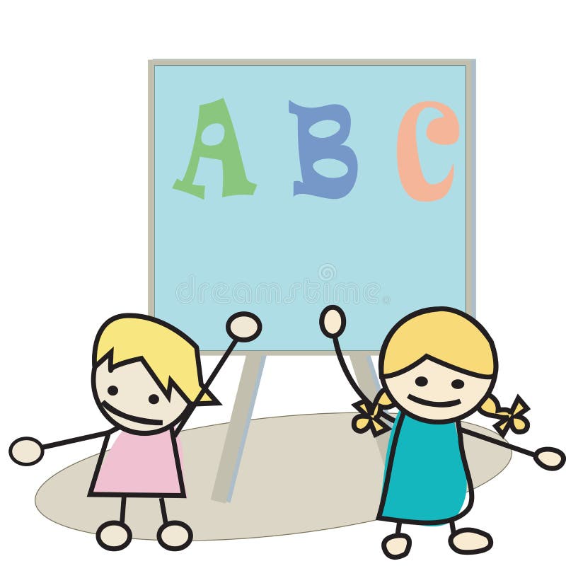 Kids Learning with ABC Blocks Stock Vector - Illustration of preschool ...