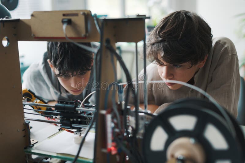 Kids Learning 3D Printing in the Lab Stock Photo - Image of design ...