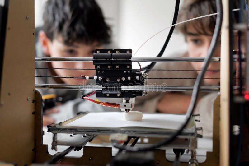 Kids Learning 3D Printing in the Lab Stock Photo - Image of learning ...