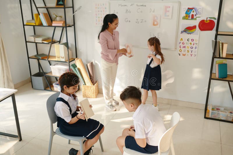 Kids Learning English Alphabet Stock Image - Image of study, lesson ...