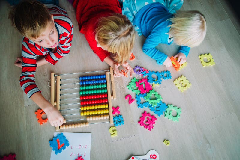 Kids Learning Numbers, Abacus Calculation, Education Concept Stock ...