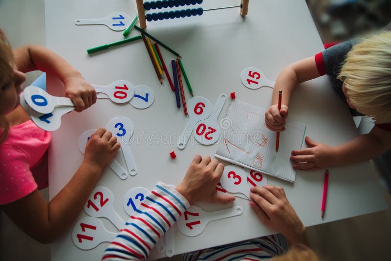 Kids Learning Numbers, Children Study Math Stock Photo - Image of ...