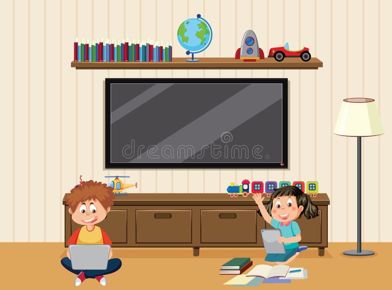 Kids Learning Online at Home Stock Vector - Illustration of student ...