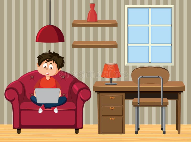 Kids Learning Online at Home Stock Vector - Illustration of digital ...