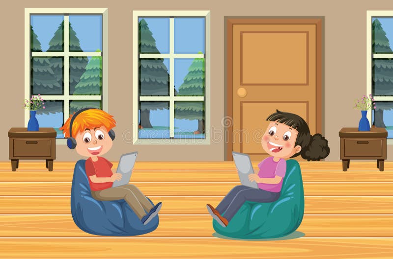 Kids Learning Online at Home Stock Vector - Illustration of school ...
