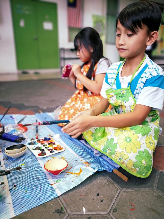 Kids Learning Painting Drawing Art Concept Stock Image - Image of ...