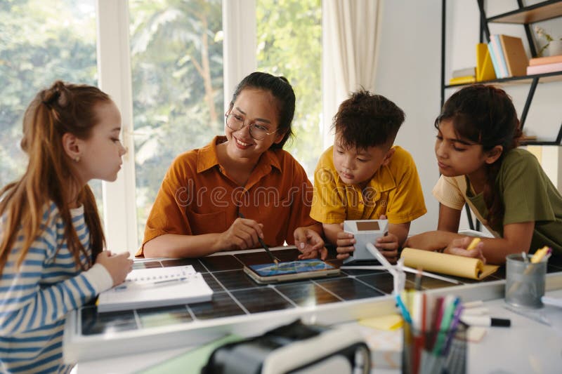 Kids Learning about Renewable Energy Stock Photo - Image of ...