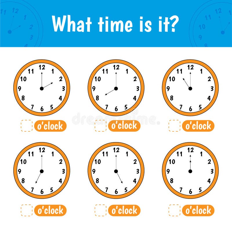 Kids Learning Time, Hours, Minutes Stock Vector - Illustration of basic ...