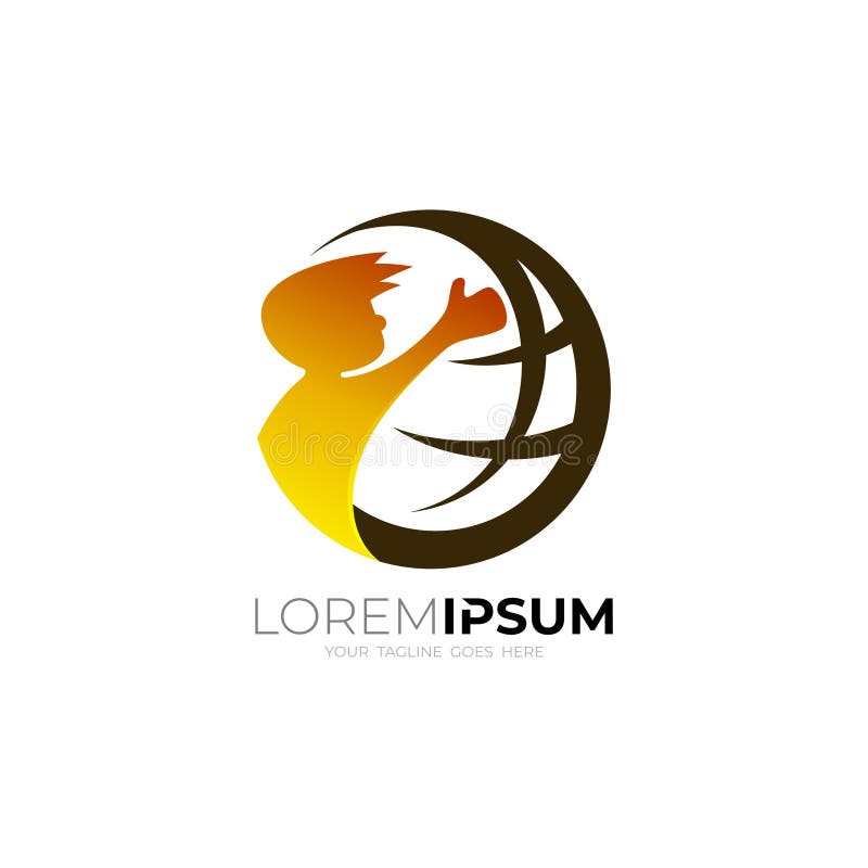 Kids Logo and Globe Design Combination, Charity Design Stock Vector ...