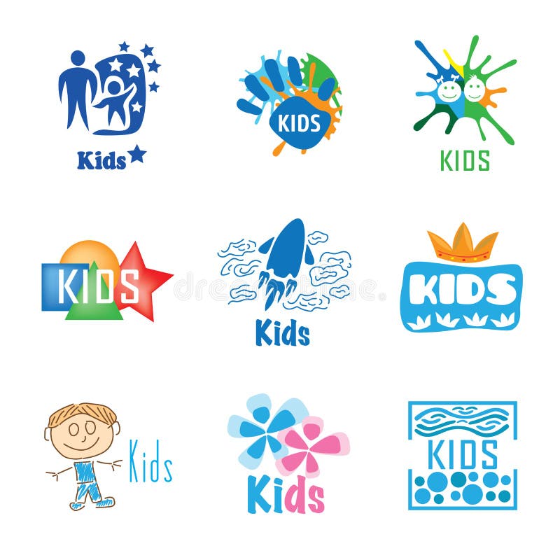 Kids logo set stock vector. Illustration of friendship - 110633932