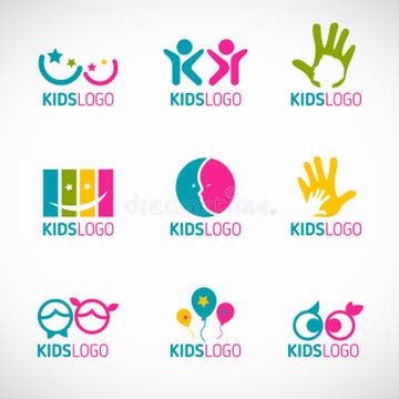 Kids Logo Vector Set Design Stock Vector - Illustration of design ...