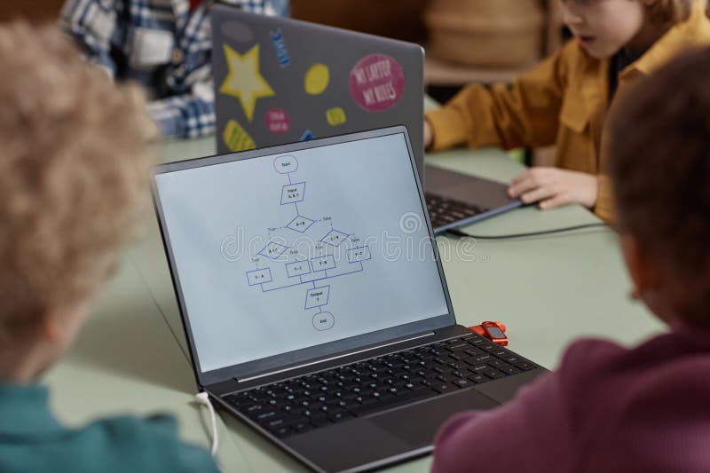 Kids Looking at Laptop Screen during it Lesson Stock Photo - Image of ...