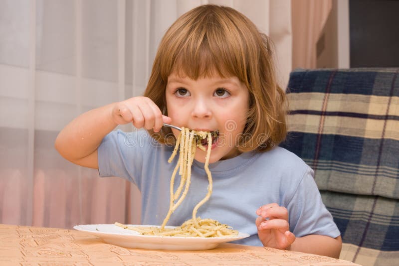 Kids love pasta stock image. Image of pasta, sauce, beautiful - 3766077