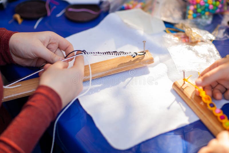 Children Make Beautiful Bracelets Stock Image - Image of artist, female ...