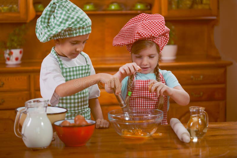 Kids Make Mess in the Kitchen Stock Image - Image of cake, cooking ...