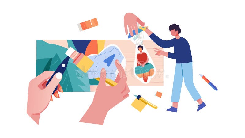 Kids Making Art Together Creative Learning Vector, Vector Design ...