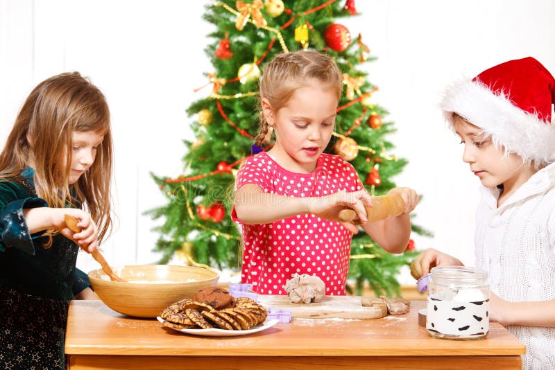 Kids Making Christmas Cookies Stock Image - Image of chocolate, happy ...