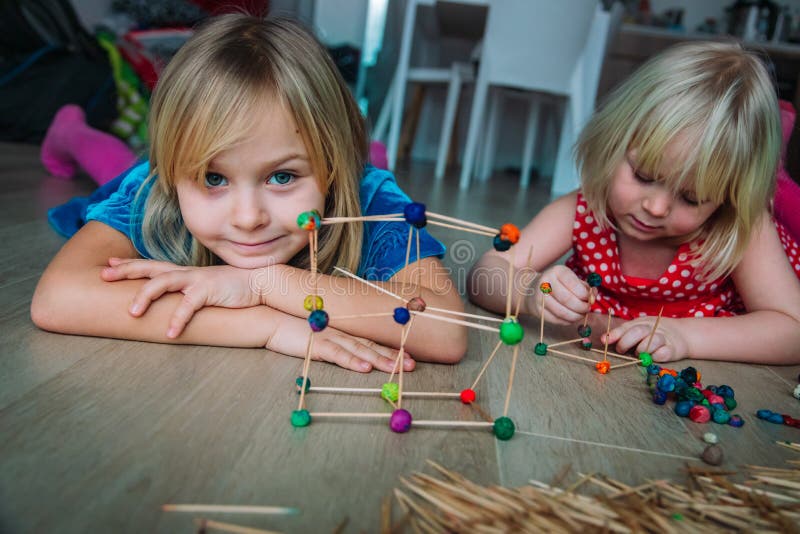 Kids Making Geometric Shapes, Engineering and STEM Stock Image - Image ...