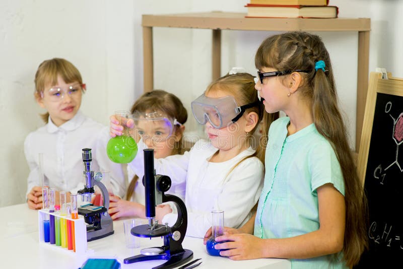 Kids Making Science Experiments Stock Photo - Image of chemistry ...