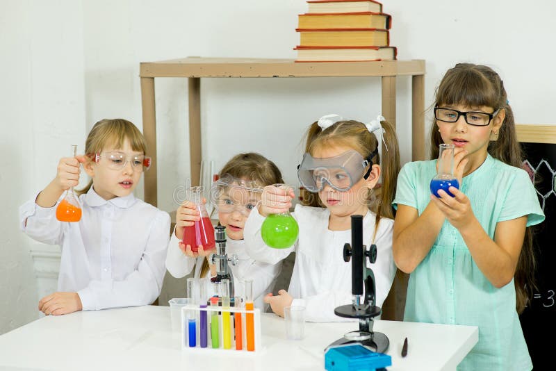 Kids Making Science Experiments Stock Image - Image of lesson ...