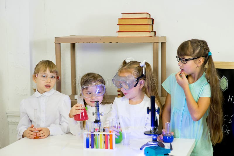 Kids Making Science Experiments Stock Photo - Image of learning ...